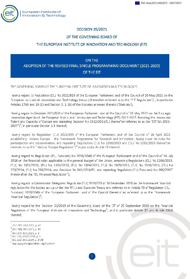 GB Decision 35/2021 on the adoption of the revised final single ...